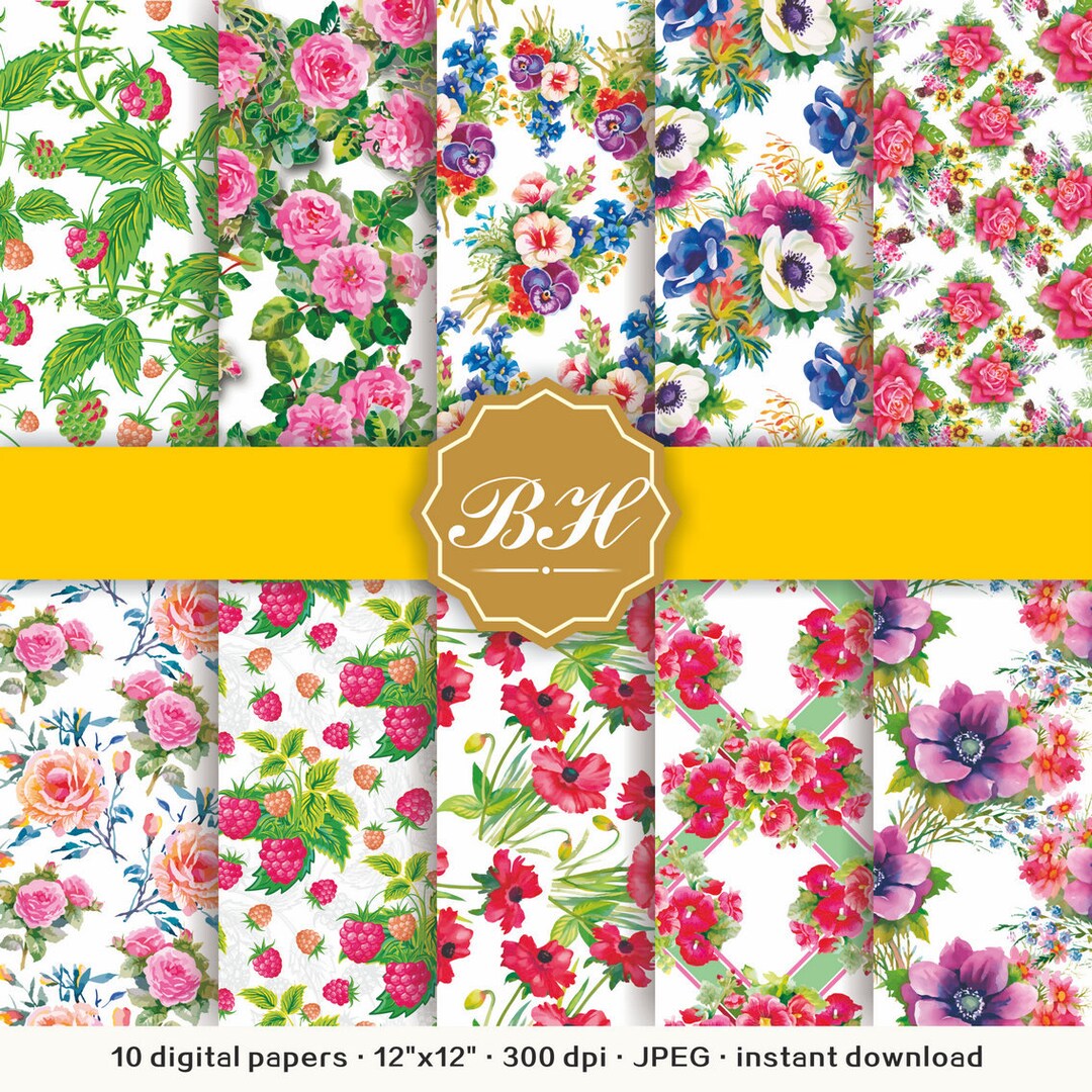 Garden Digital Paper Flower Digital Paper Flower - Etsy