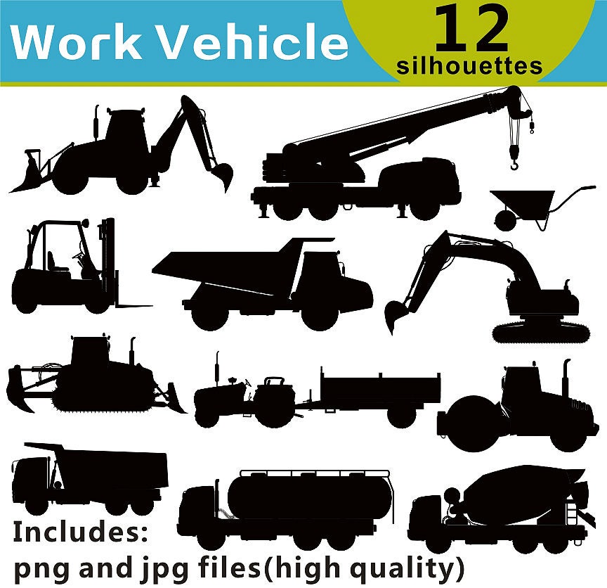 Work Vehicles Clipart Vehicles Silhouettes Clipart | Etsy