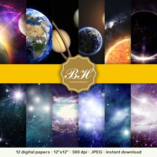 Night Sky Digital Papers Galaxy Background Space Universe - Etsy