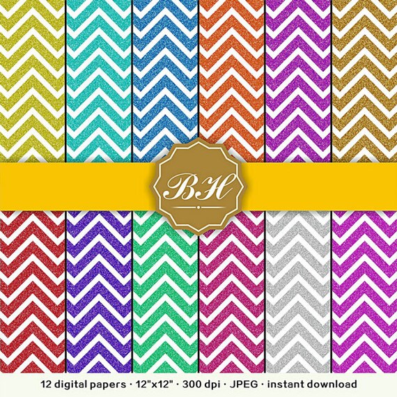 Chevron Digital Paper Glitter Chevron Paper Glitter | Etsy