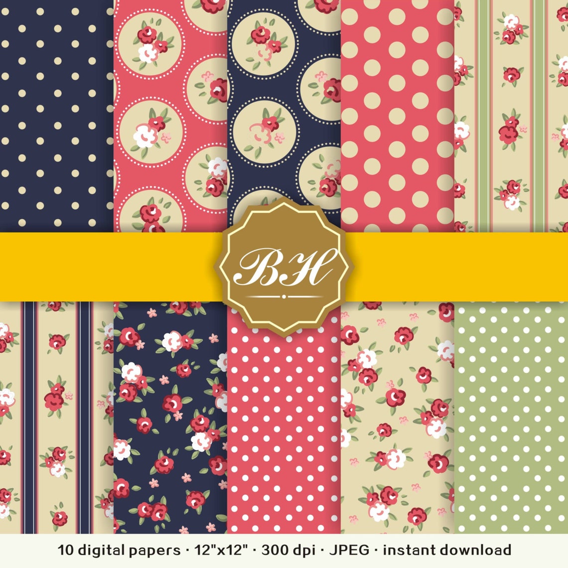 Digital Shabby Chic Digital Paper Shabby Digital Paper | Etsy