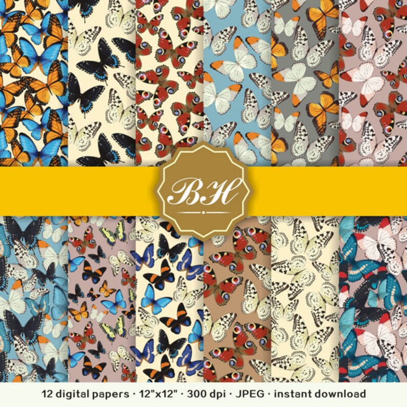 Butterfly Digital Paper Butterflies Scrapbook Paper - Etsy