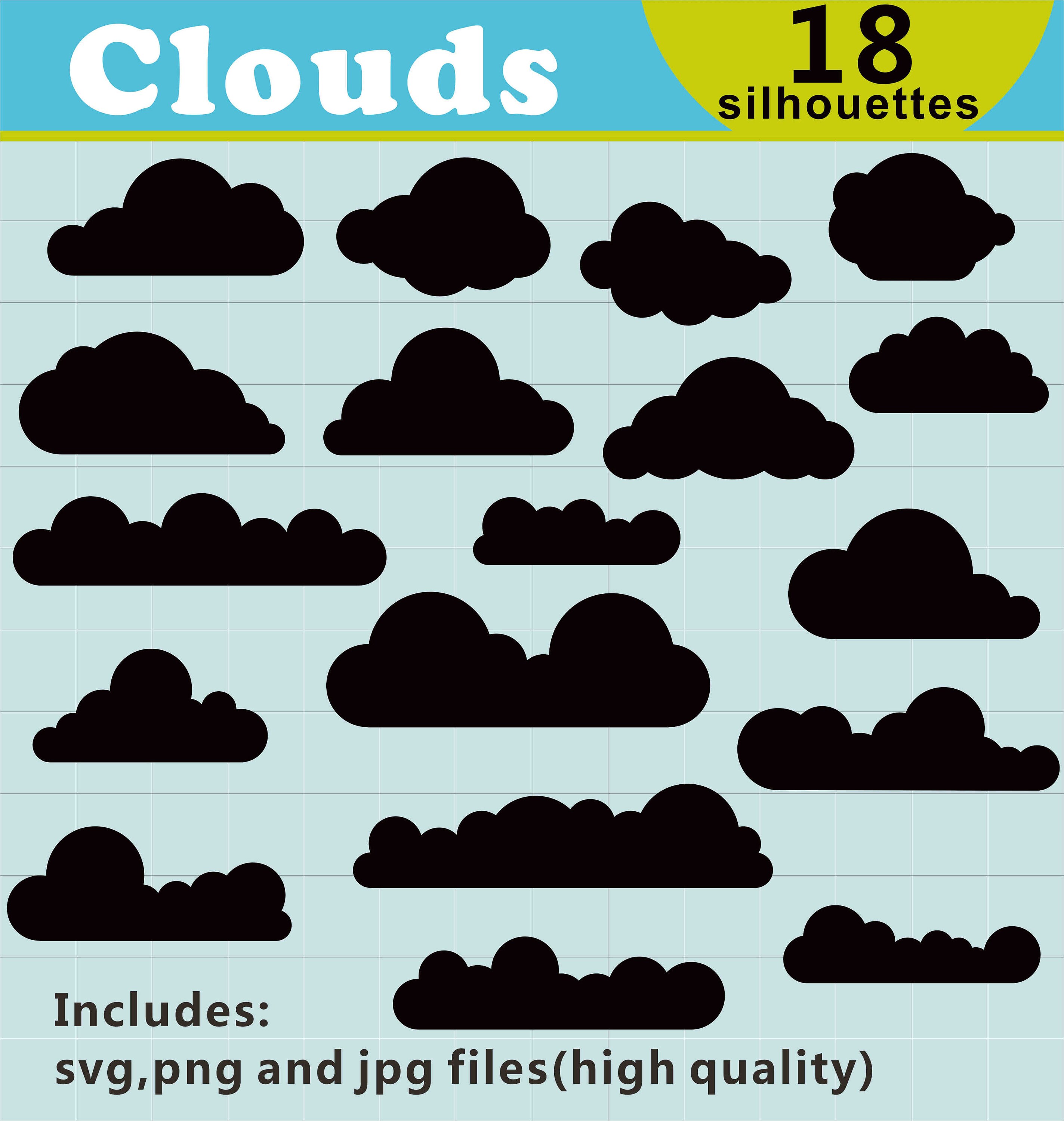 Las nubes SVG imágenes prediseñadas de la nube las nubes Clip - Etsy España