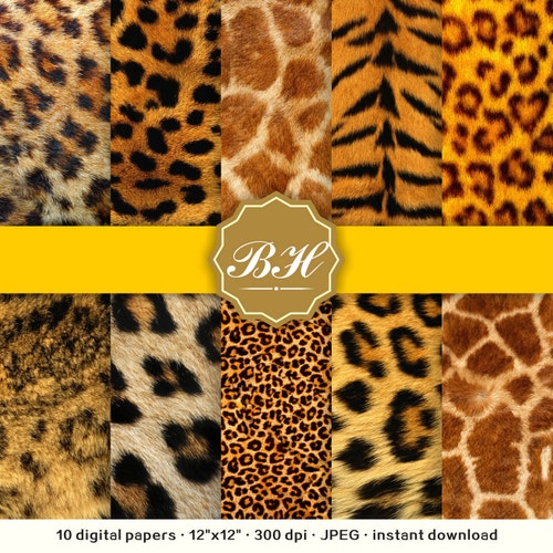 Animal Skin Textures Digital Paper Animal Fur Backgrounds - Etsy