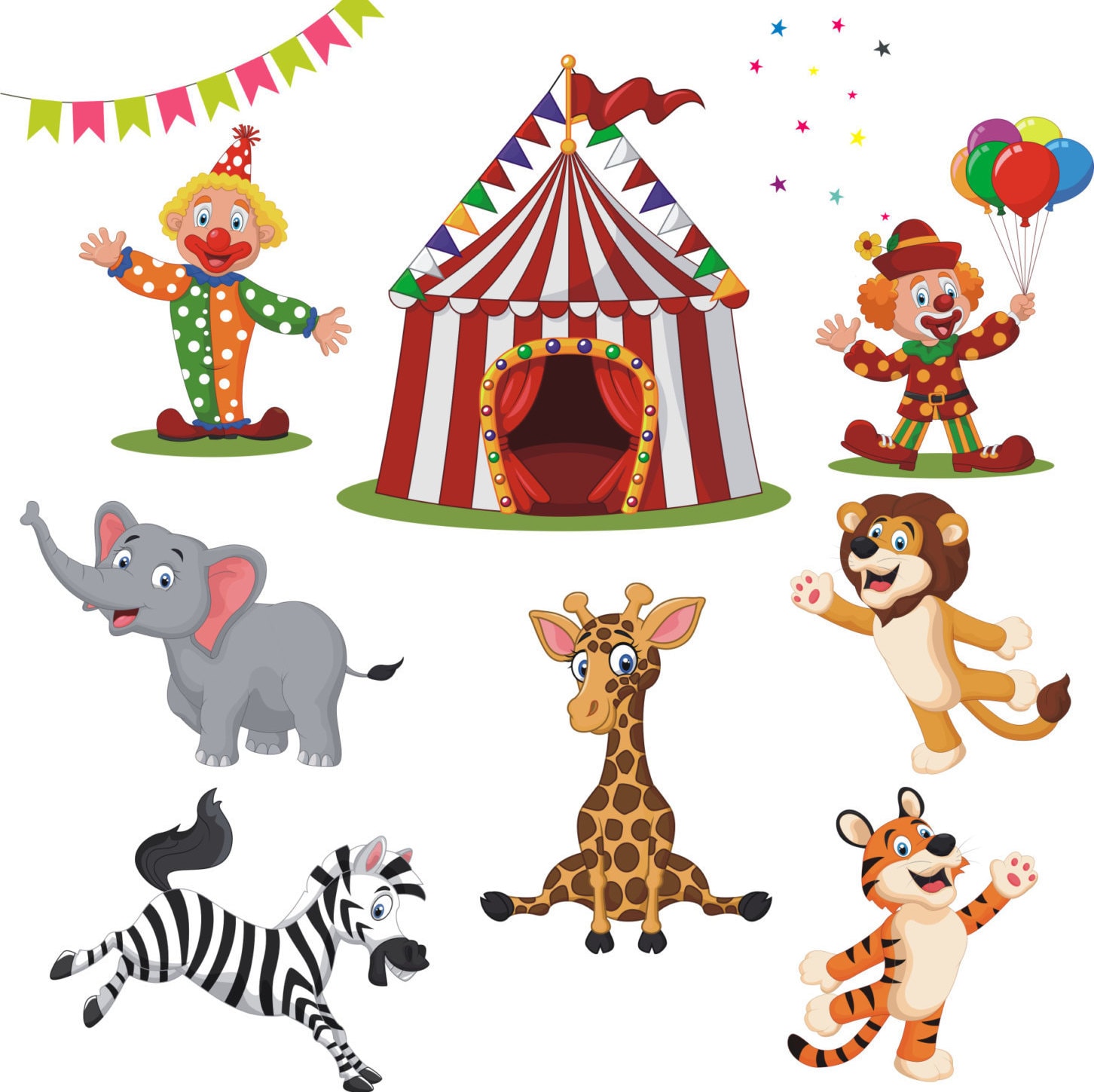 Circus Clipart Circus Vector Circus Clip Art Clowns | Etsy