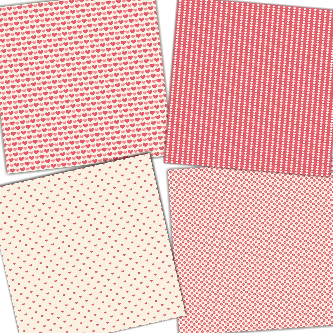 Pink Digital Paper Heart Digital Paper Digital Love Papaer - Etsy