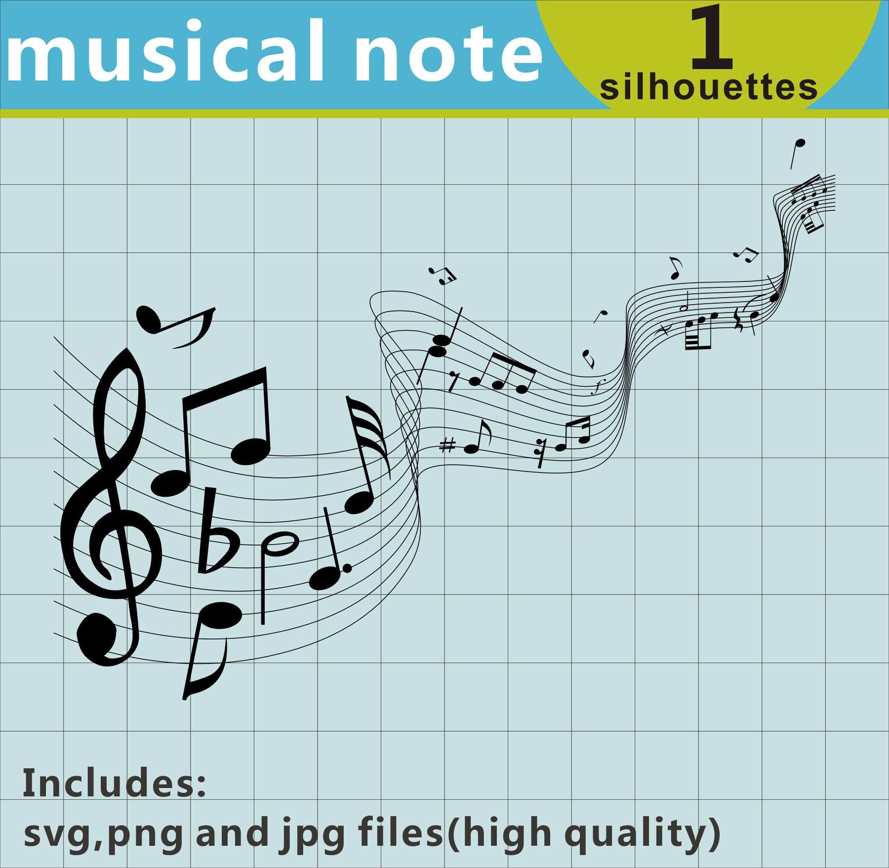 Musical Note Silhouettes Clipart Music Clipart Musical Swirl | Etsy