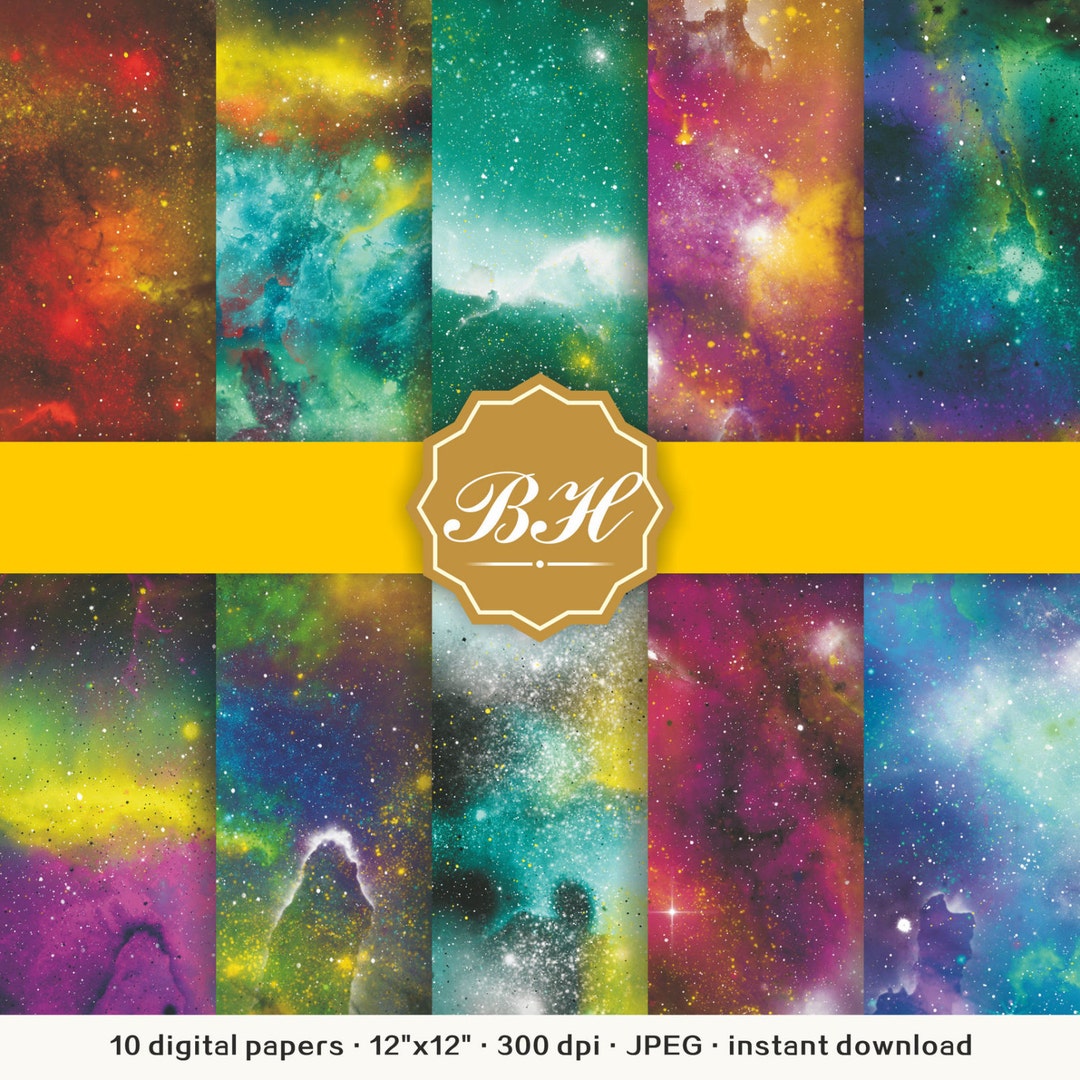 Watercolor Nebula Galaxy Digital Paper, Space Digital Paper, Universe ...