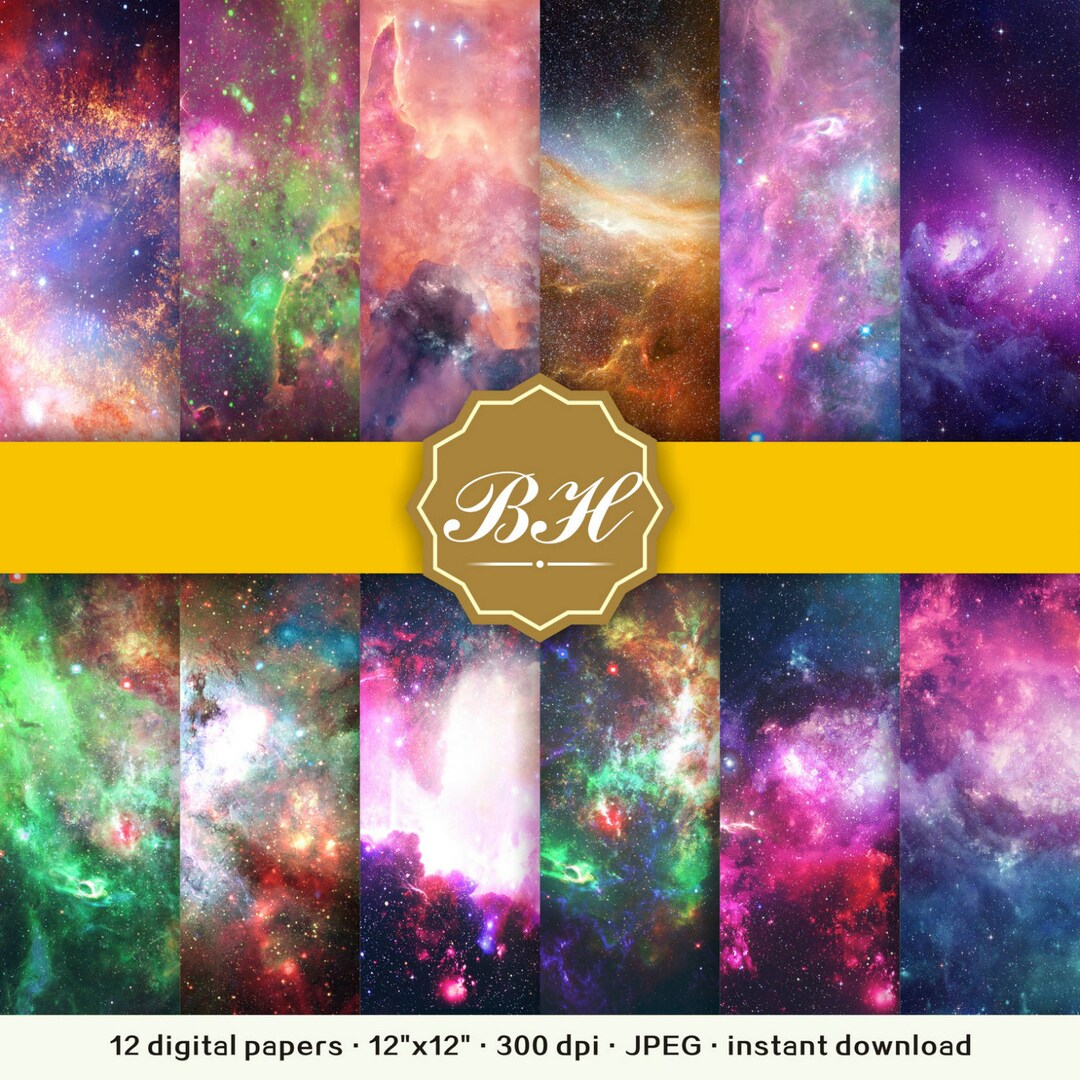 Universe Digital Paper, Space Backgrounds, Nebula Galaxy Digital Paper ...