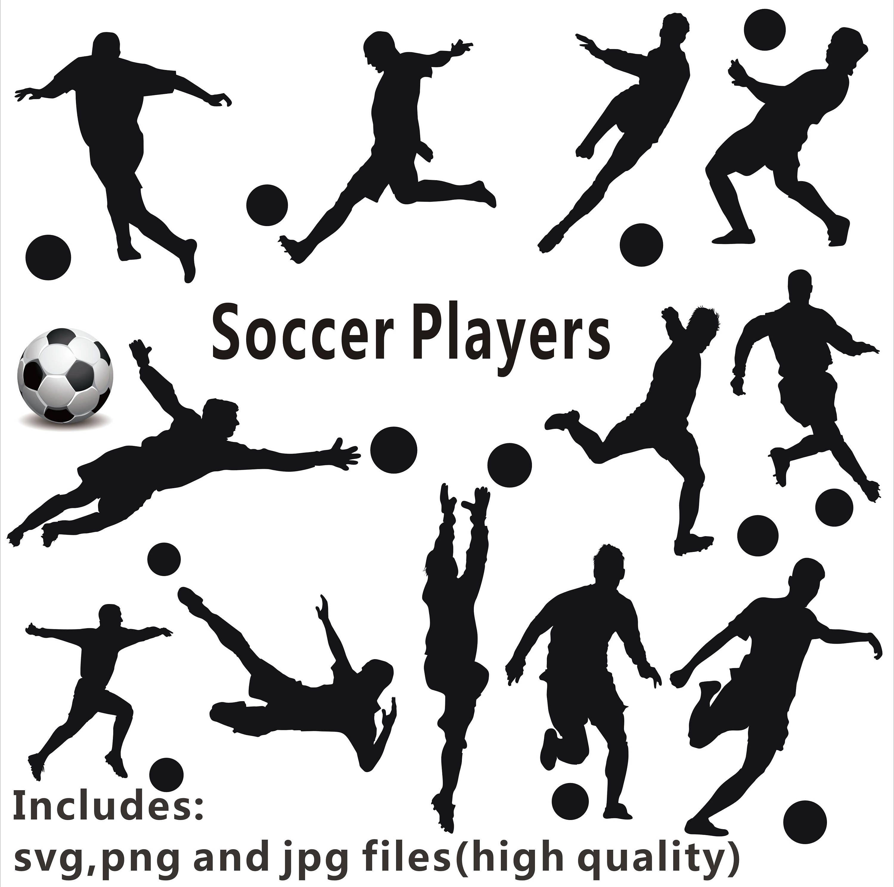 Soccer silhouette Clipart Soccer Players Clipart Soccer | Etsy
