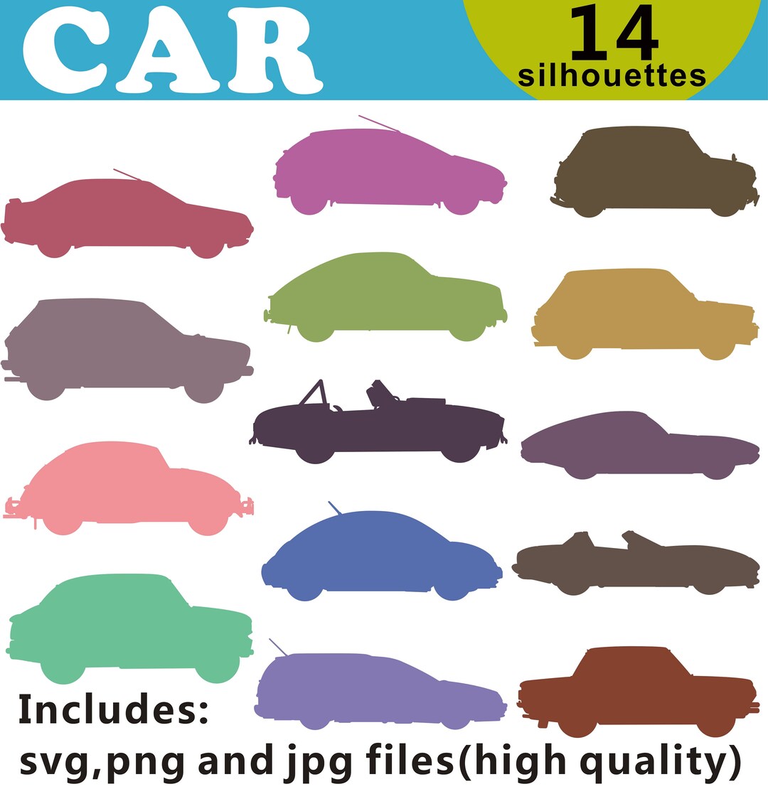 Car Clipart Colorful Car Clip Art Vehicle Clipart Digital - Etsy