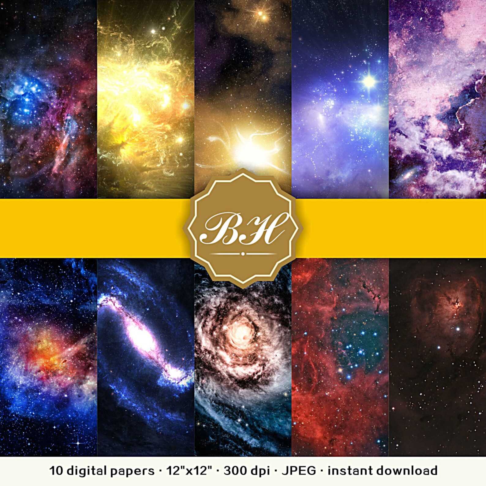 Nebula Galaxy Digital Paper Space Digital Paper Universe - Etsy