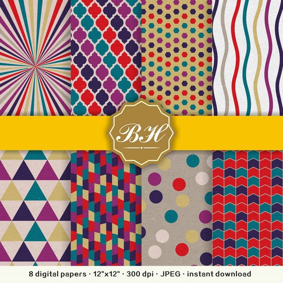 Kraft Digital Paper Kraft Paper Geometric Patterns Geometric - Etsy