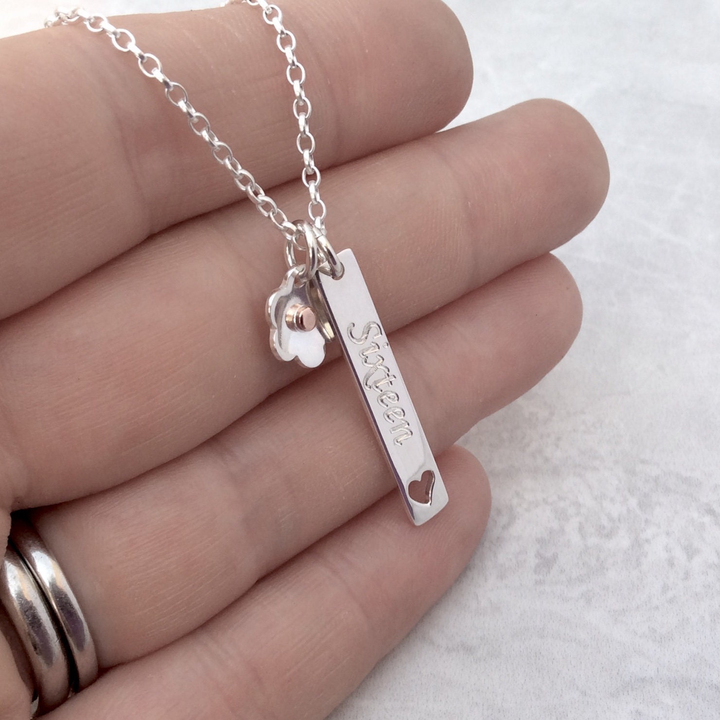 Sweet 16 Necklace With Name Engraved on the Back Sterling - Etsy
