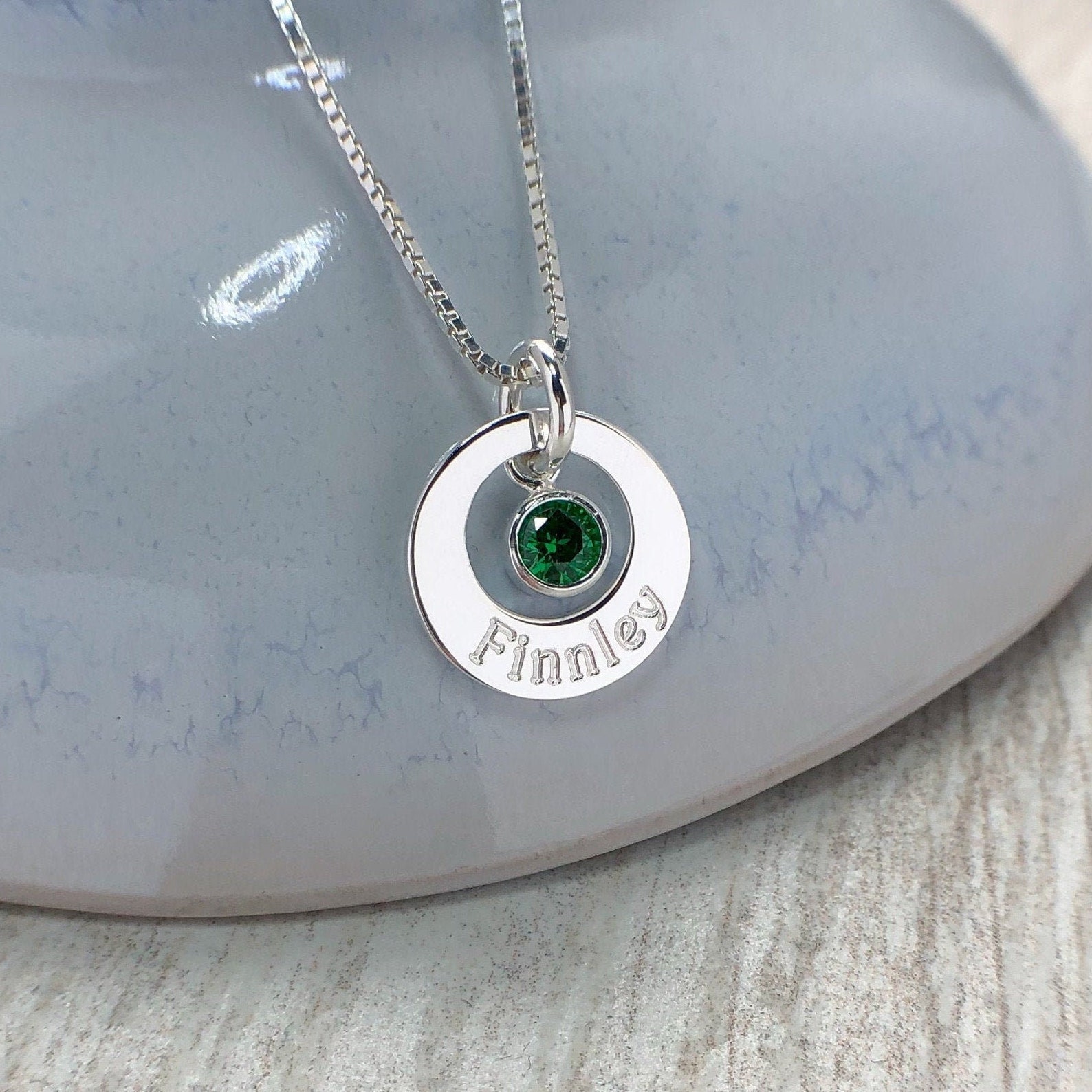 Birthstone Name Necklace Personalised in Sterling Silver - Etsy