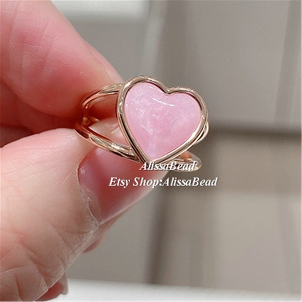 Pink Heart Ring - Etsy