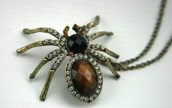 Items similar to Glamorous spider necklace on Etsy