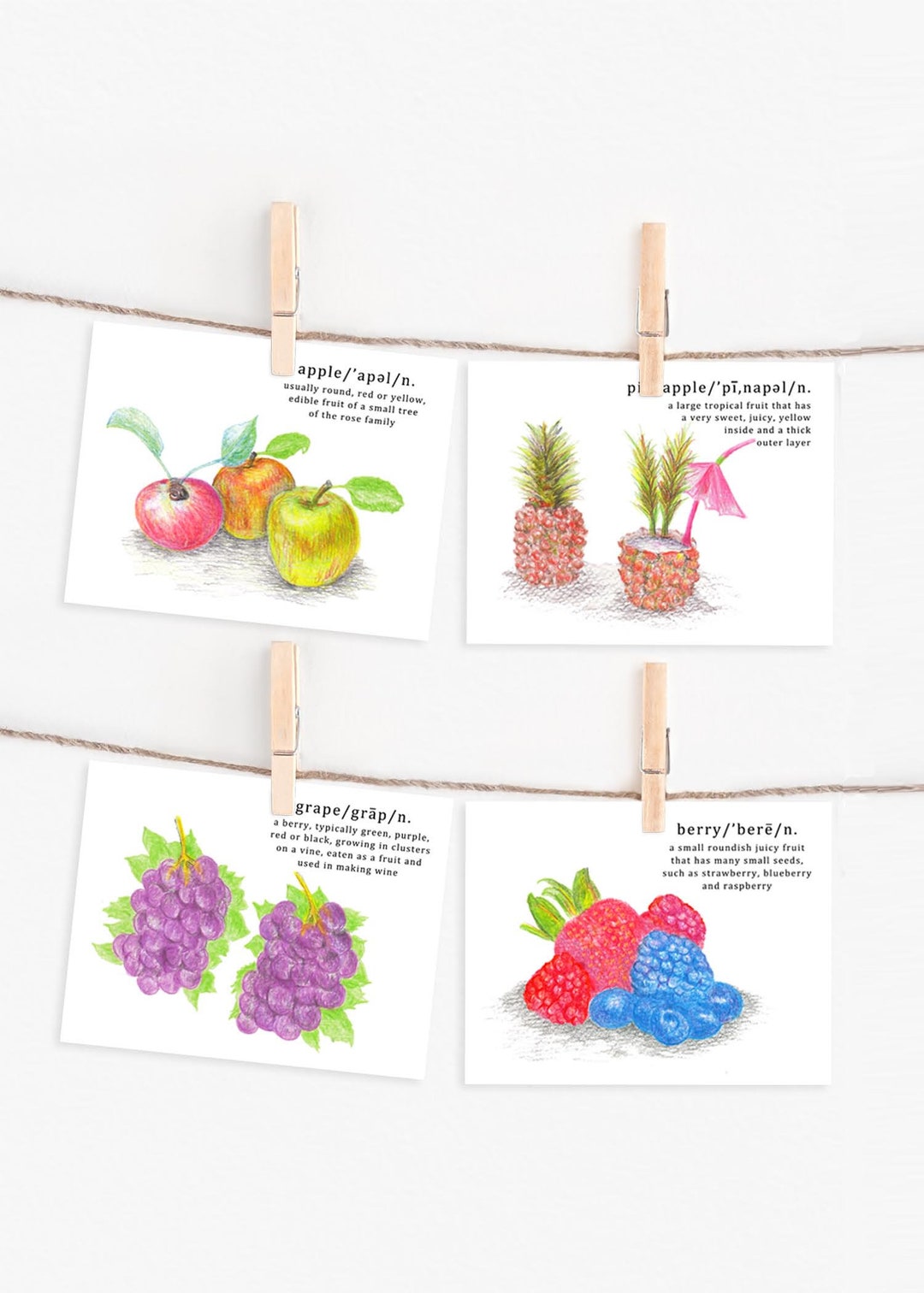 Fruit Delight Note Set | Assorted Fruit Notecards | Notecard Set With ...