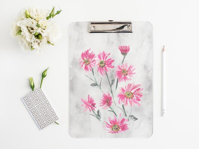Pink Daisies Clipboard | 6x9 Clipboard | Teacher Gift | Student ...