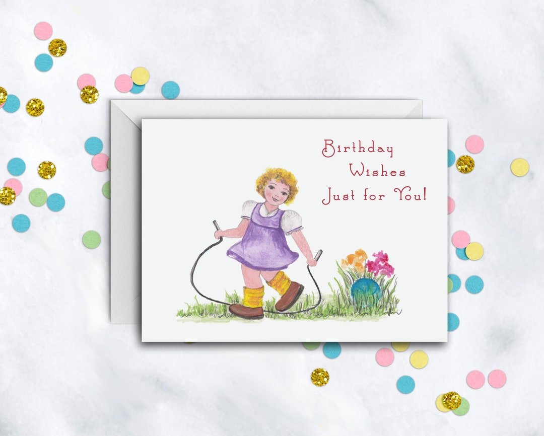 Jumping Rope Card | Birthday Card | Cute Young Girl Birthday | Children ...