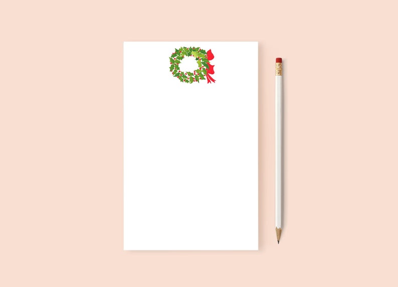 Christmas Wreath Notepad | Stationery Gift | Office Gift | Teacher Gift ...