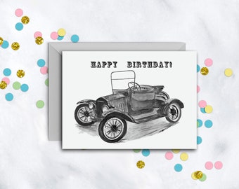 Old Car Birthday Card - Etsy