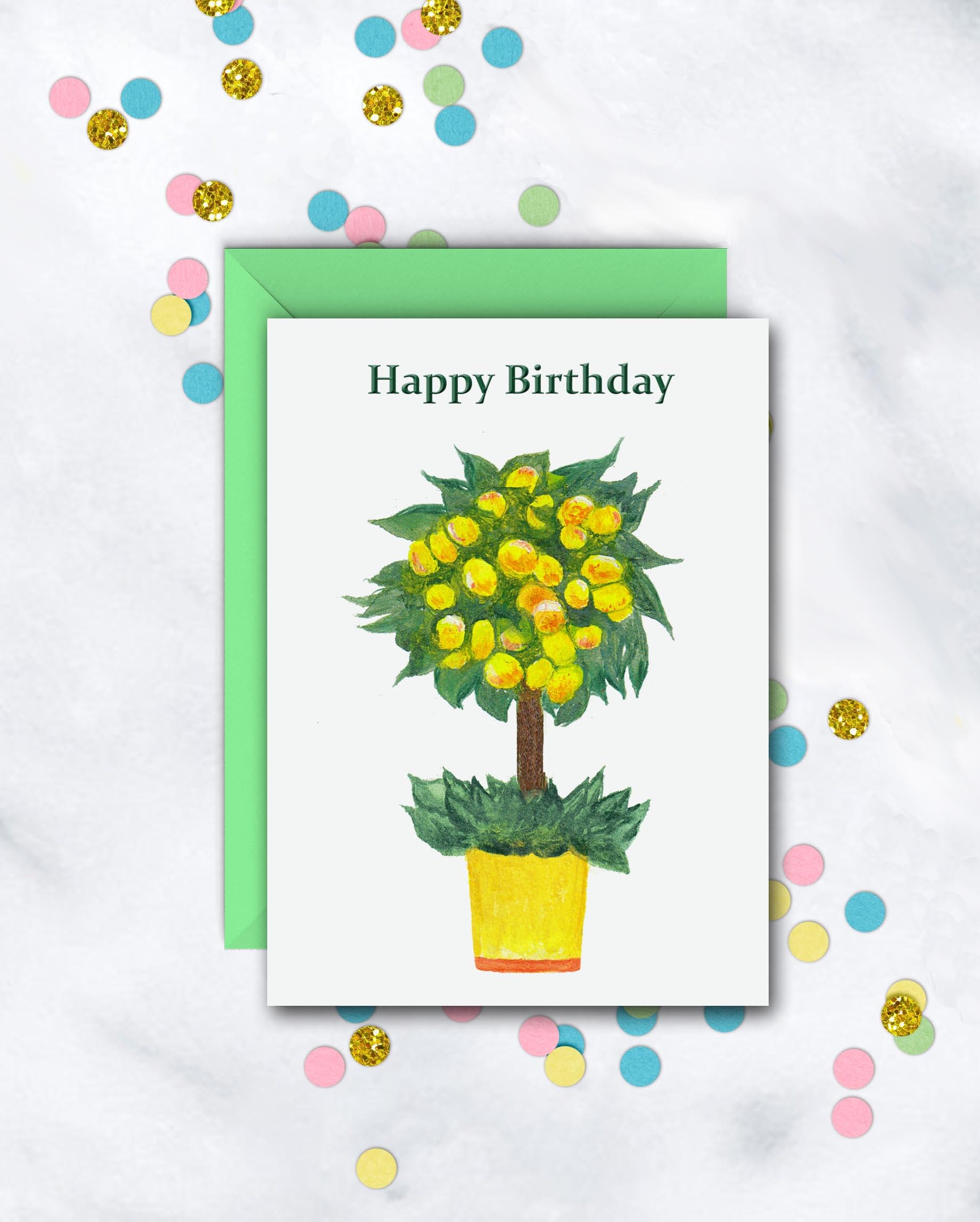 Lemon Tree Card Birthday Card for Him or Her Cute Design Card Blank ...
