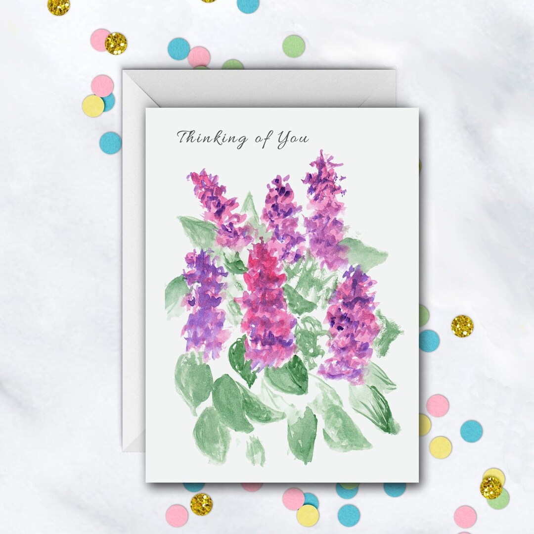 Lilacs Card | Thinking of You Note Card | Missing You Card | Friendship ...