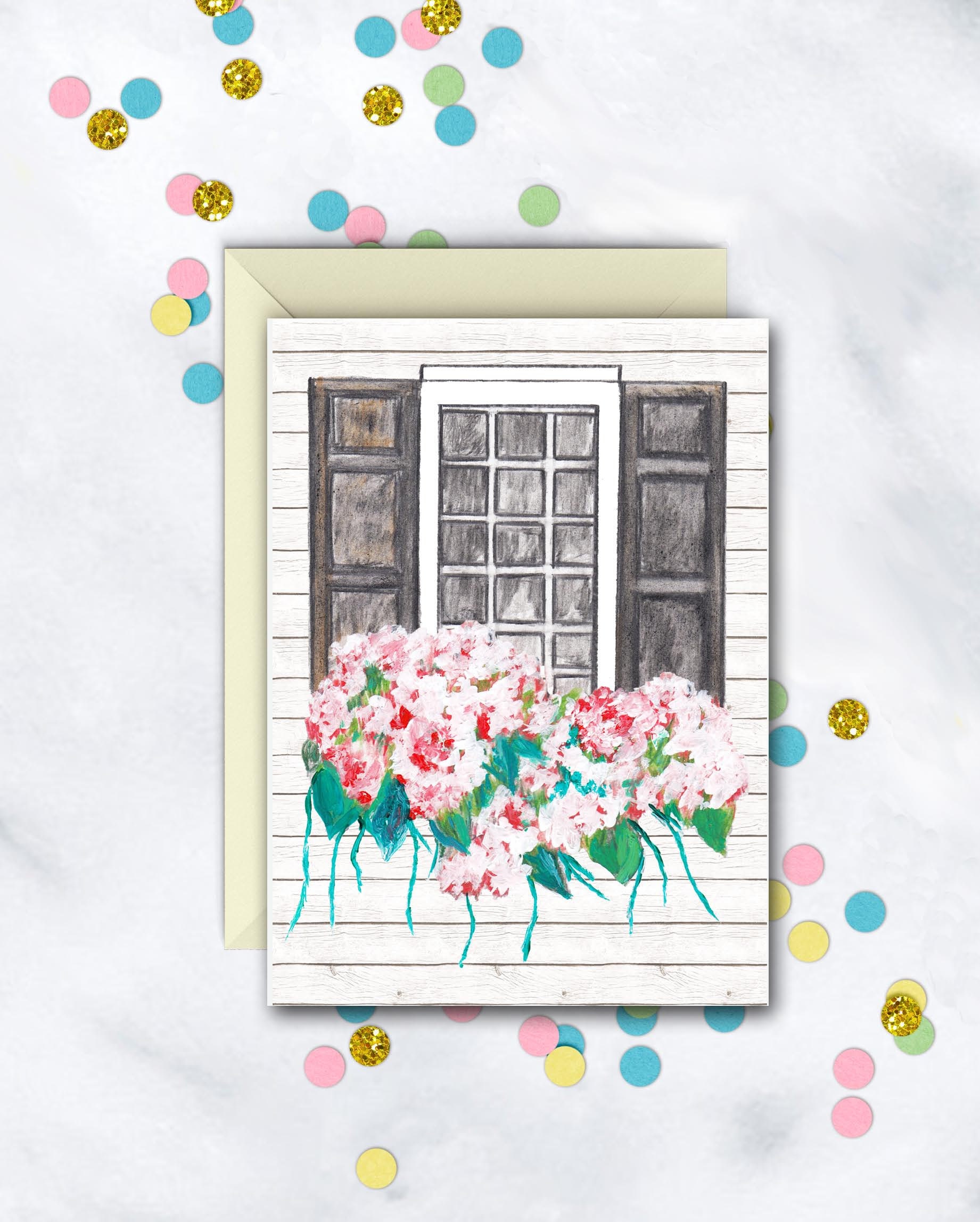 Decoartive Floral Window Card Birthday Card for Him or Her Blank Note ...