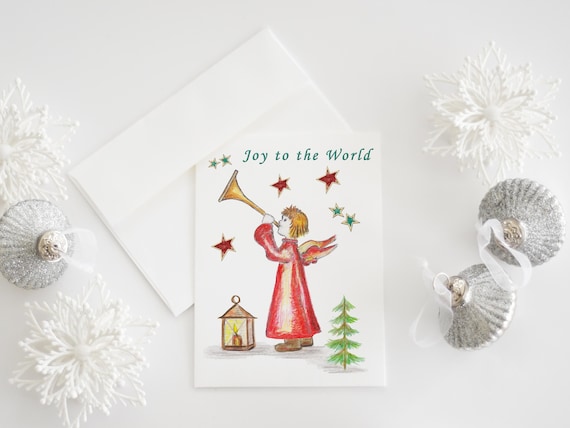 Joy to the World Card Angel Card Box Set of 8 Cards - Etsy