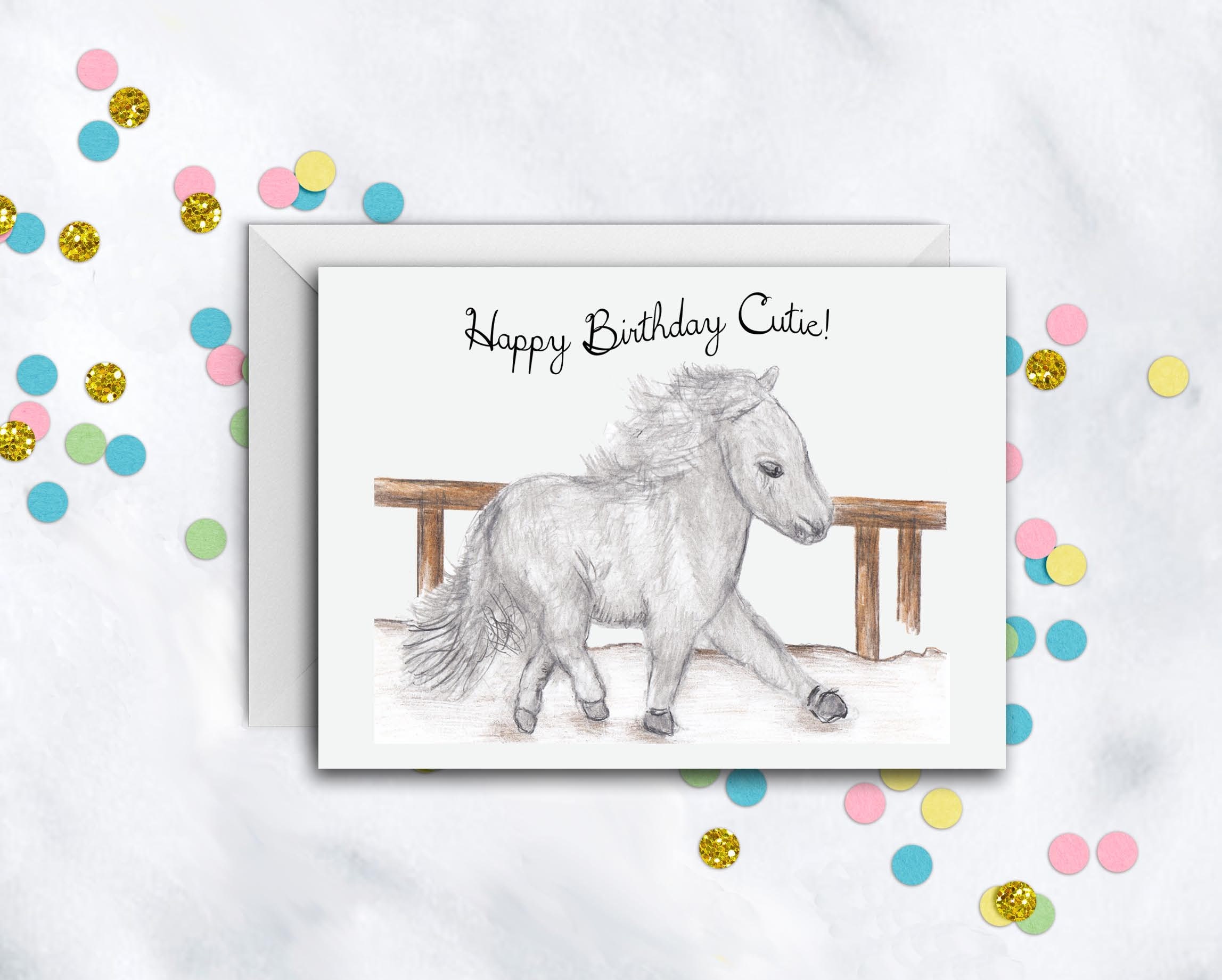 Birthday Pony Card | Happy Birthday Cutie Card | Horse Lover Birthday ...