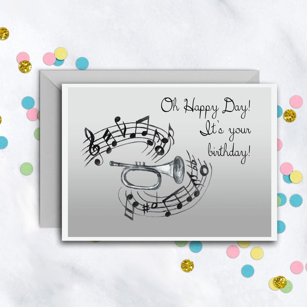 Trumpet Player Birthday Card - Etsy