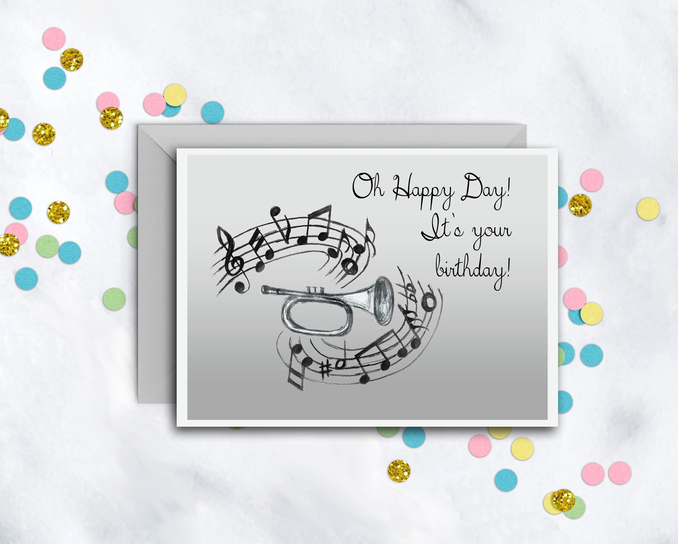 Birthday Trumpet Card | Music Lovers Birthday Card | Trumpet Player ...
