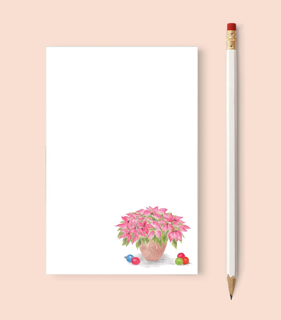 Christmas Poinsettia Notepad | Stationery Gift | Office Gift | Teacher ...