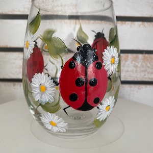 Ladybug Stemless Wine Glass - Etsy