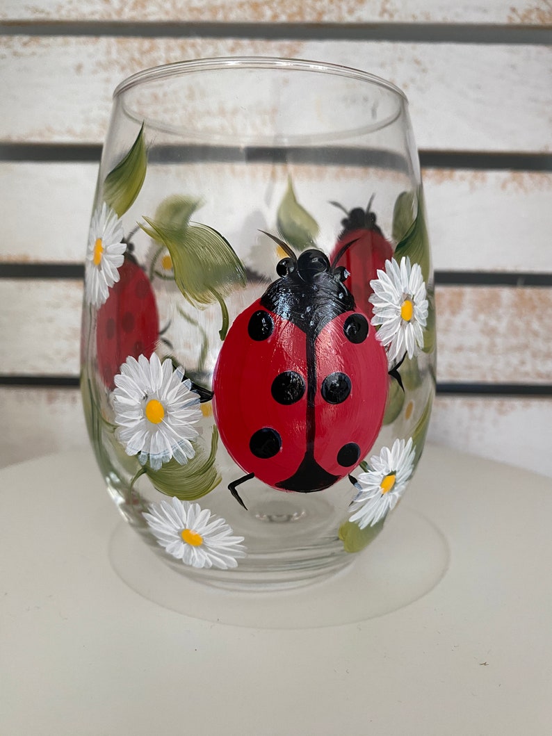 Ladybug Stemless Wine Glass - Etsy