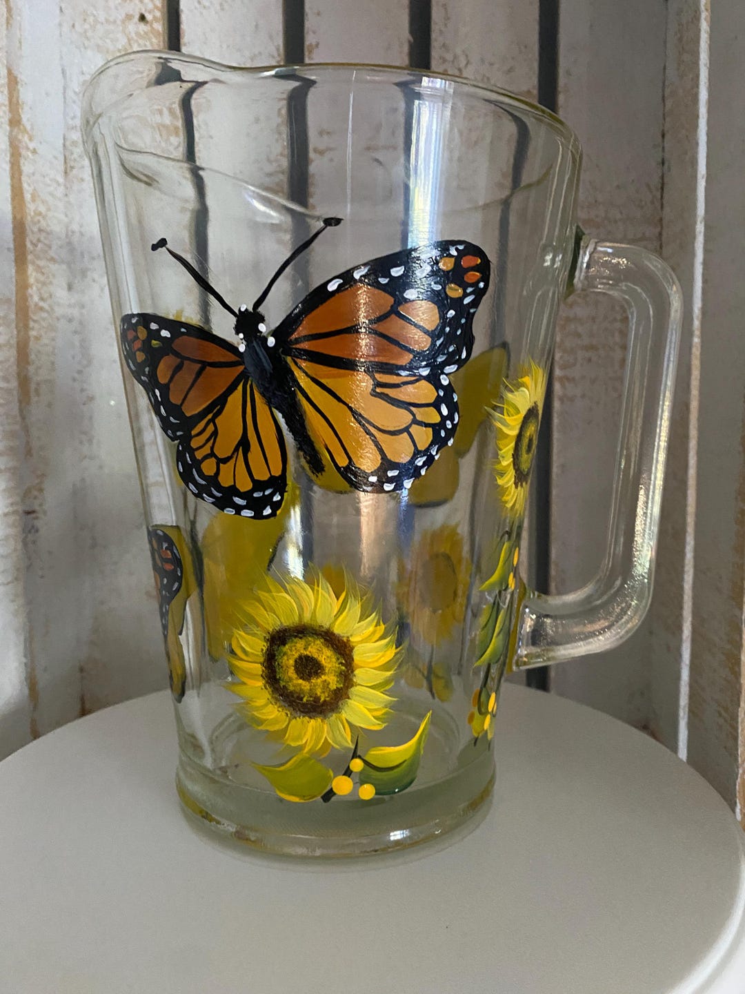 Hand-painted Pitcher With Sunflowers - Etsy