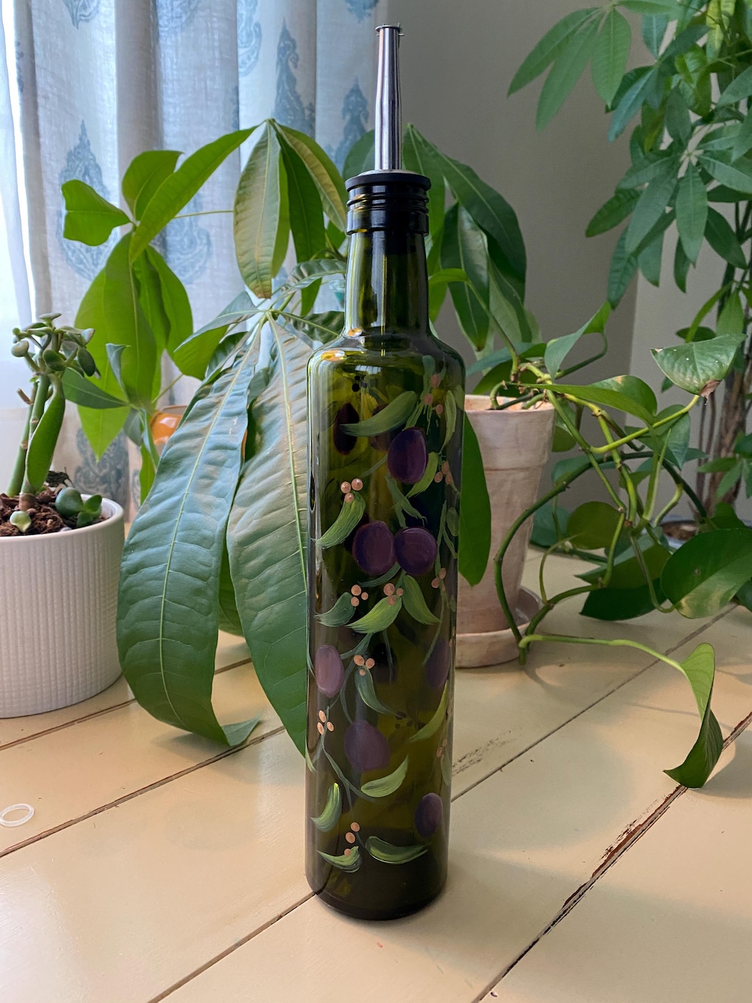 16oz. Hand Painted Olive Bottle - Etsy