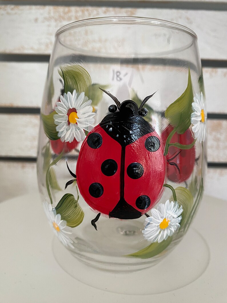 Ladybug Stemless Wine Glass - Etsy