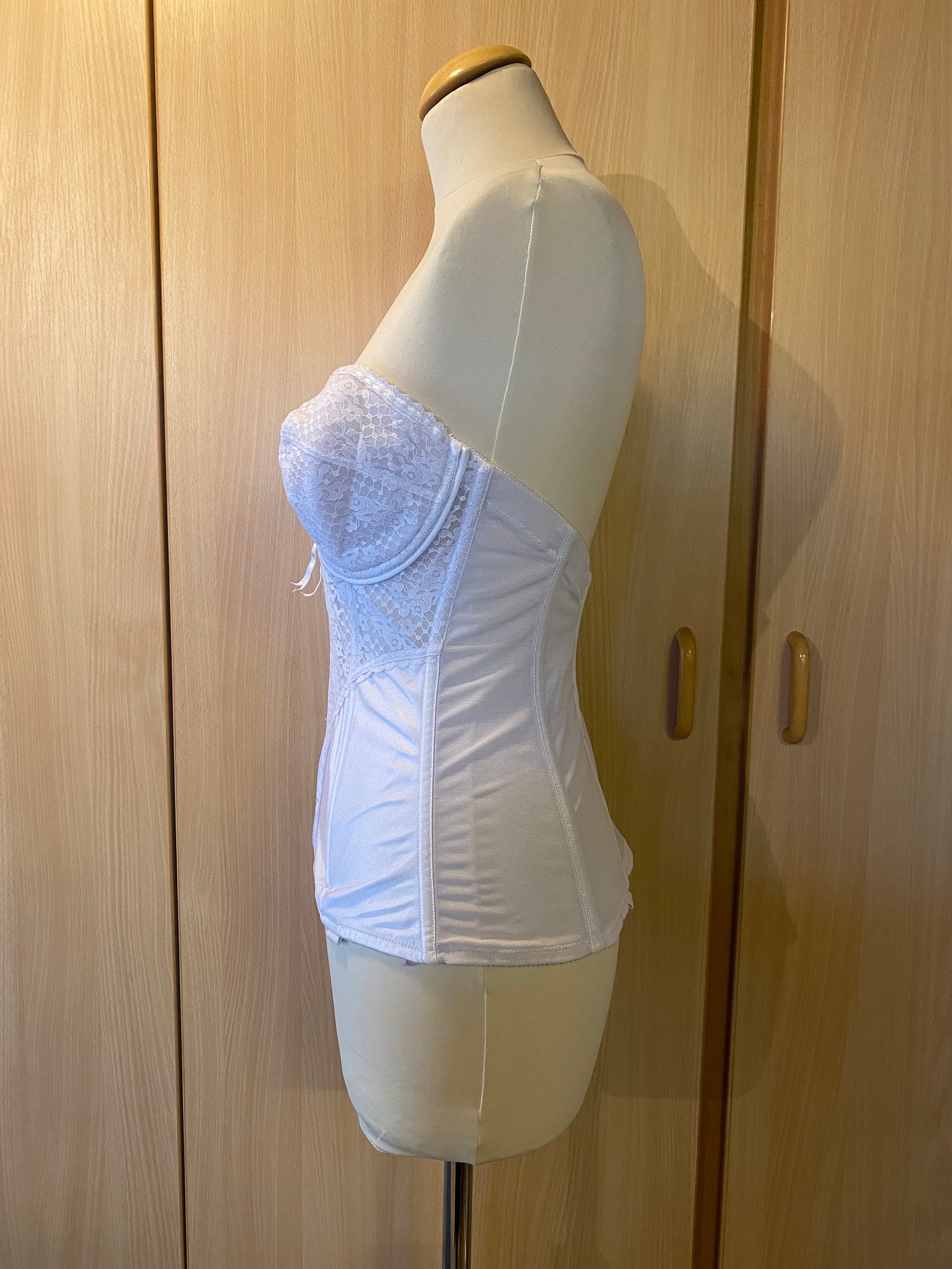 Vintage Lady Marlene 1950s 1960s Style White Lace Strapless Corset ...