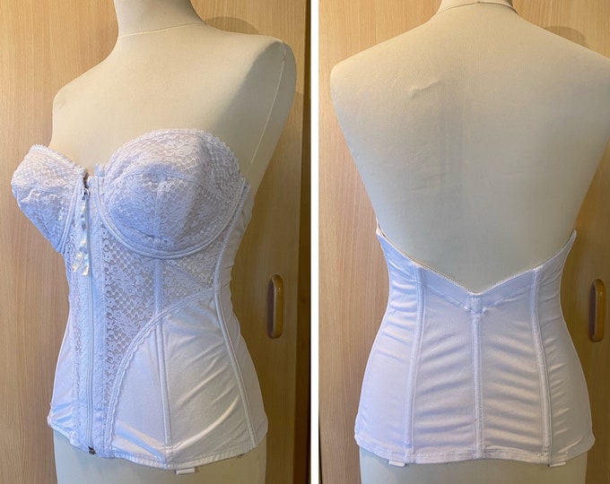 Soviet Vintage White Satin Pointy Bra Made in USSR Floral Lace Conical ...