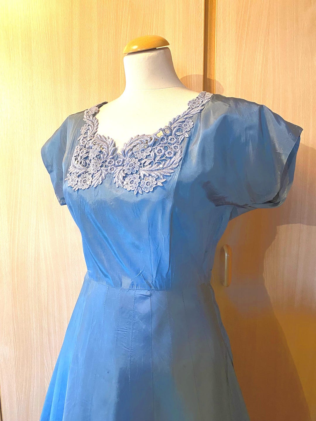 Vintage 1950s Shiny Slate Gray Taffeta Cocktail Dress - Size M/L - Etsy