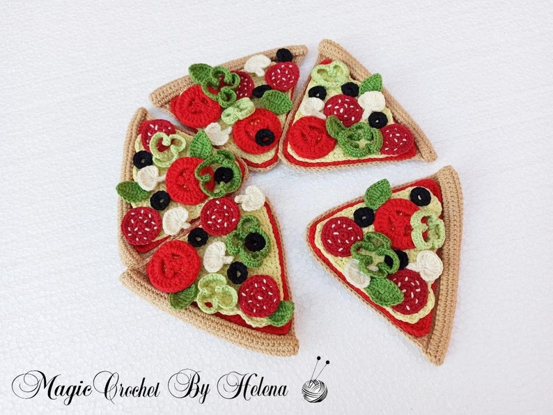 Pizza Crochet 5 Pcskitchen Decor Pizza Slice Amigurumi - Etsy