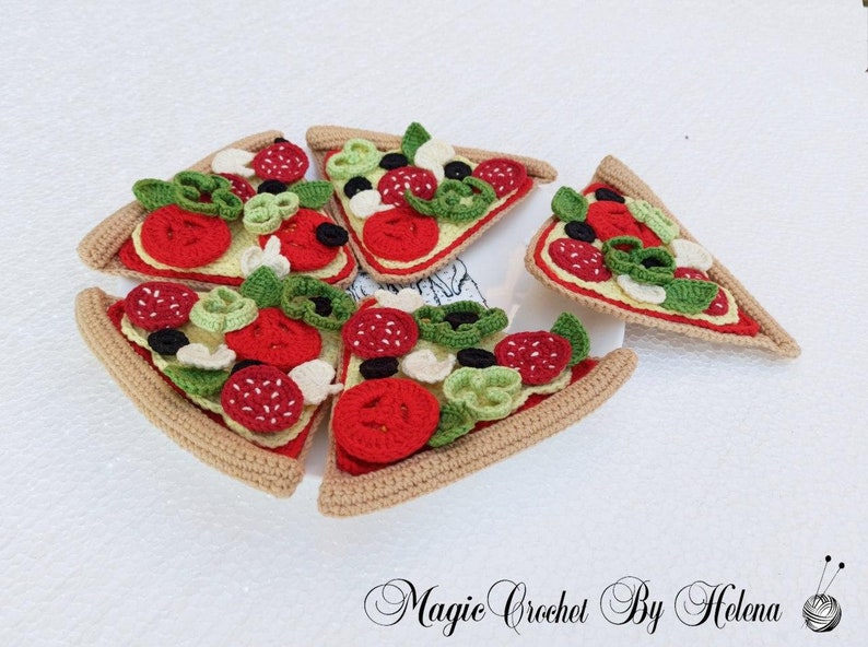 Pizza Crochet 5 Pcskitchen Decor Pizza Slice Amigurumi - Etsy