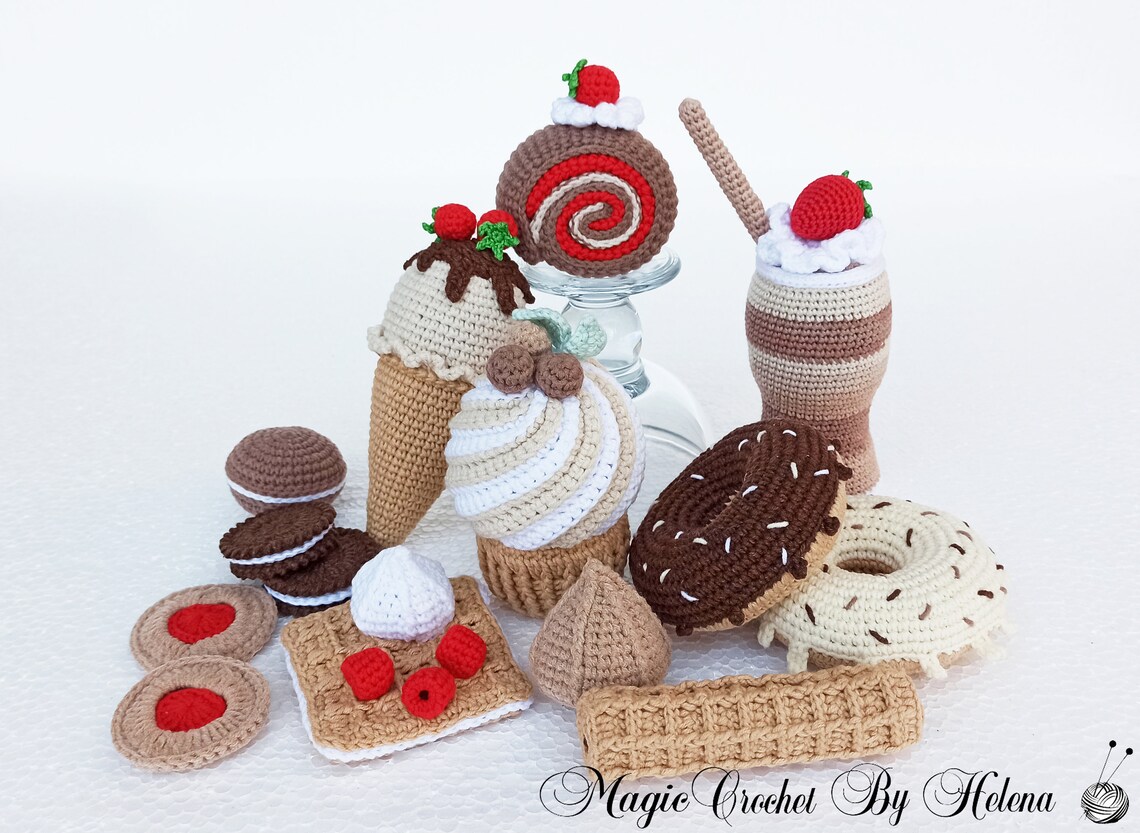 SET of 14 Chocolate Sweets Kitchen Decor Crochet Food | Etsy