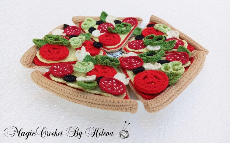 Pizza Crochet 5 Pcskitchen Decor Pizza Slice Amigurumi - Etsy