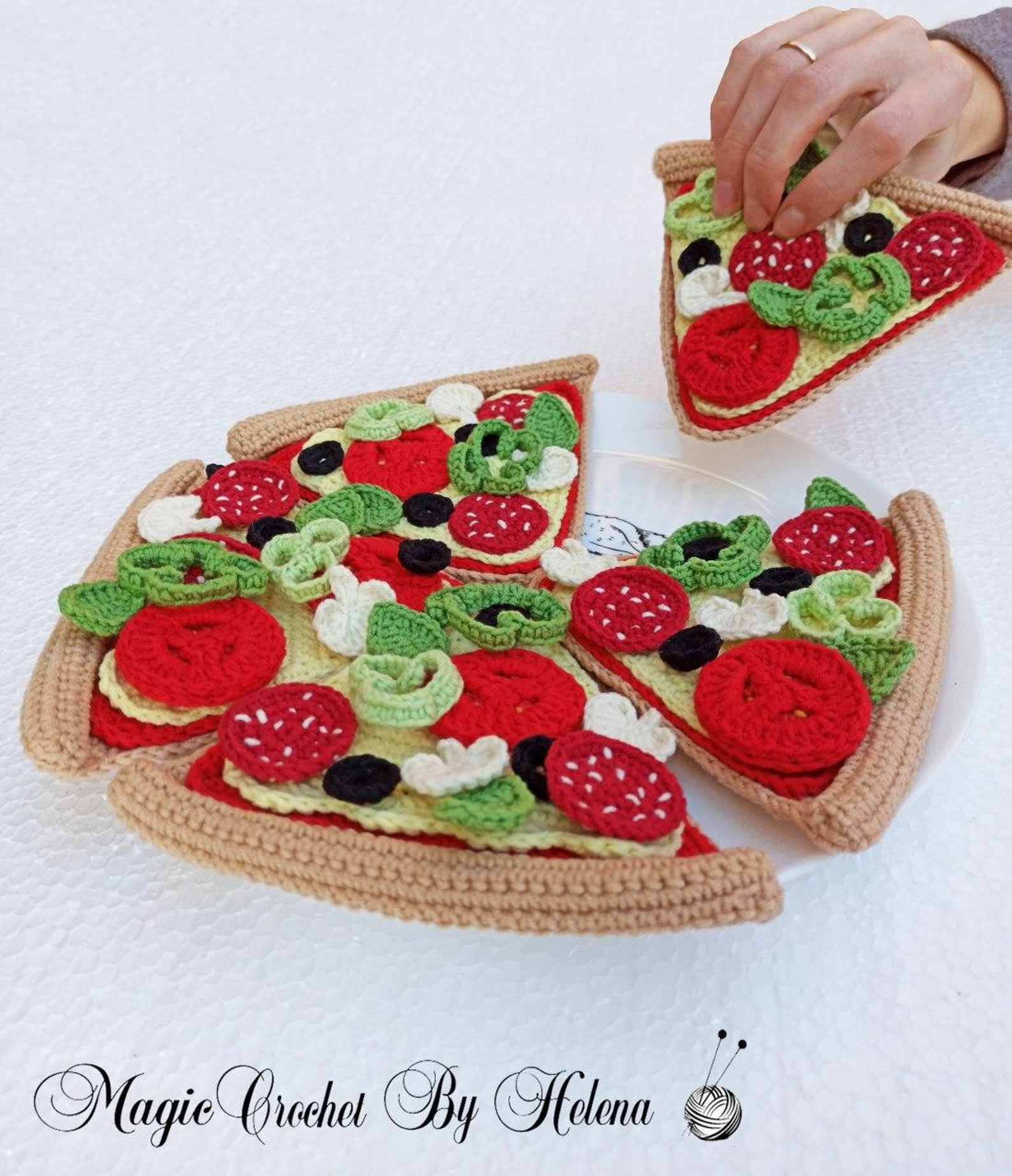 Pizza Crochet 5 Pcskitchen Decor Pizza Slice Amigurumi - Etsy
