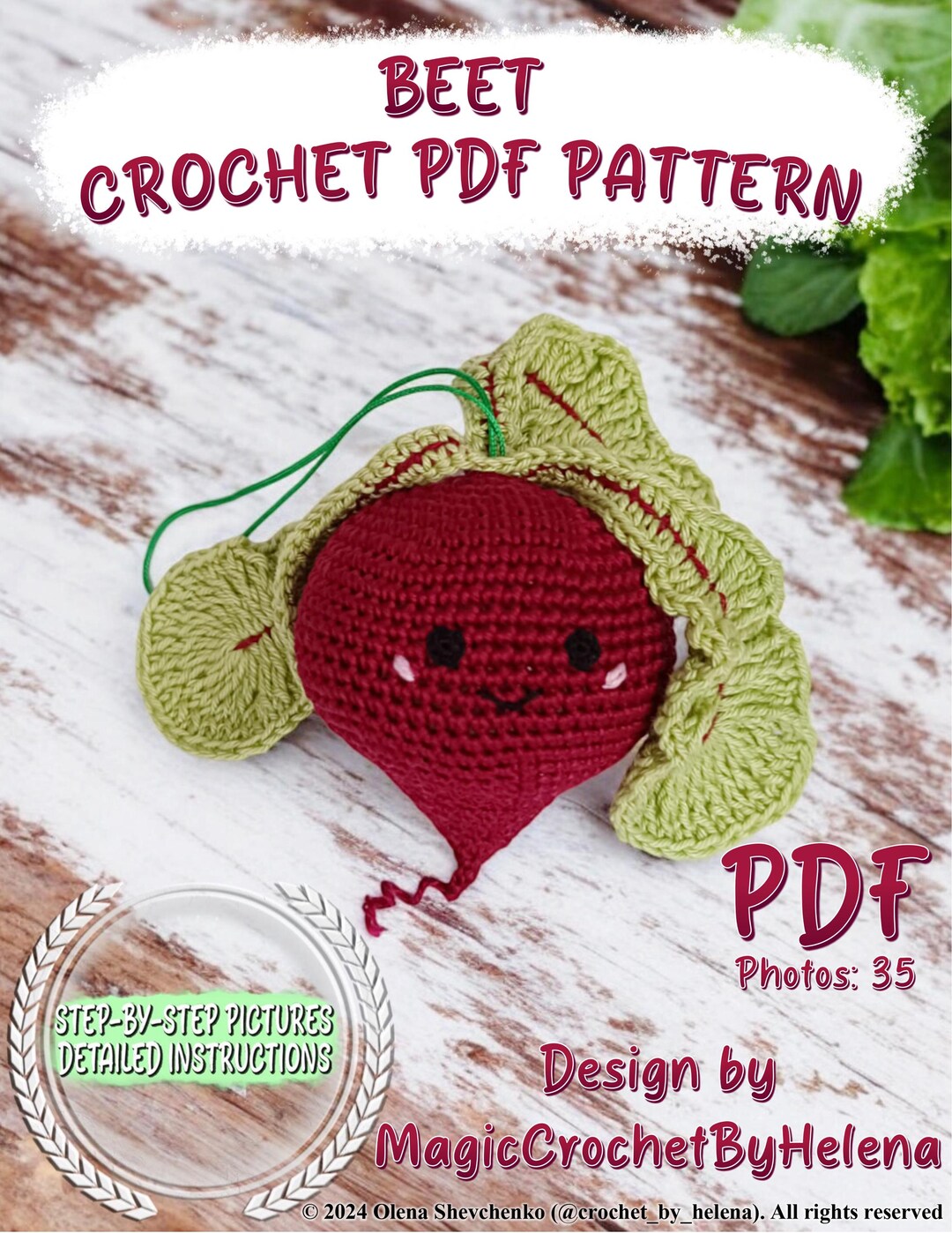 Crochet Beet Pattern: Amigurumi Play Food, Christmas Ornament (PDF ...