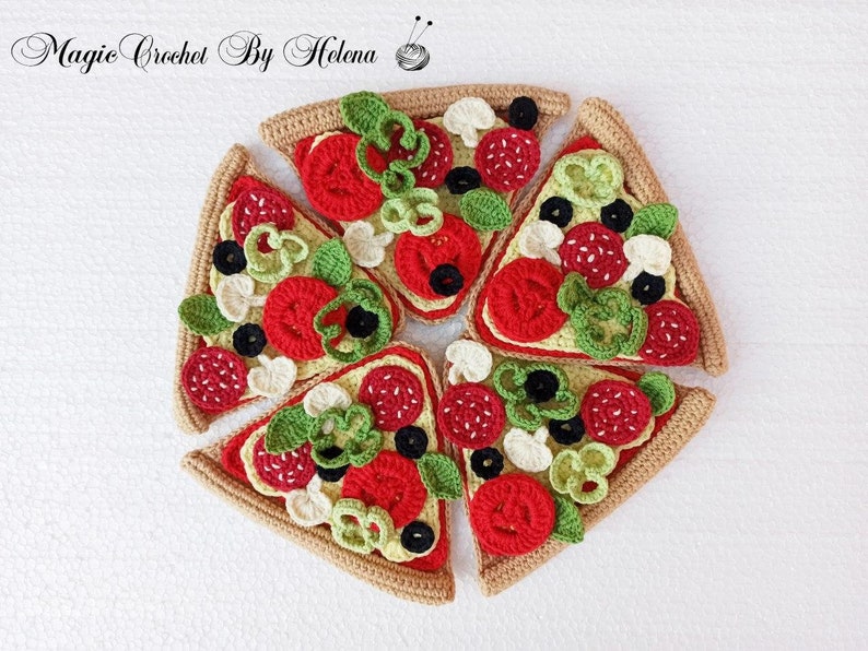 Pizza Crochet 5 Pcskitchen Decor Pizza Slice Amigurumi - Etsy