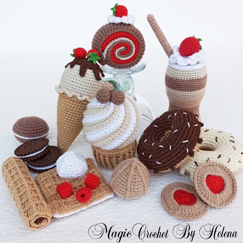 SET of 14 Chocolate Sweets Kitchen Decor Crochet Food - Etsy